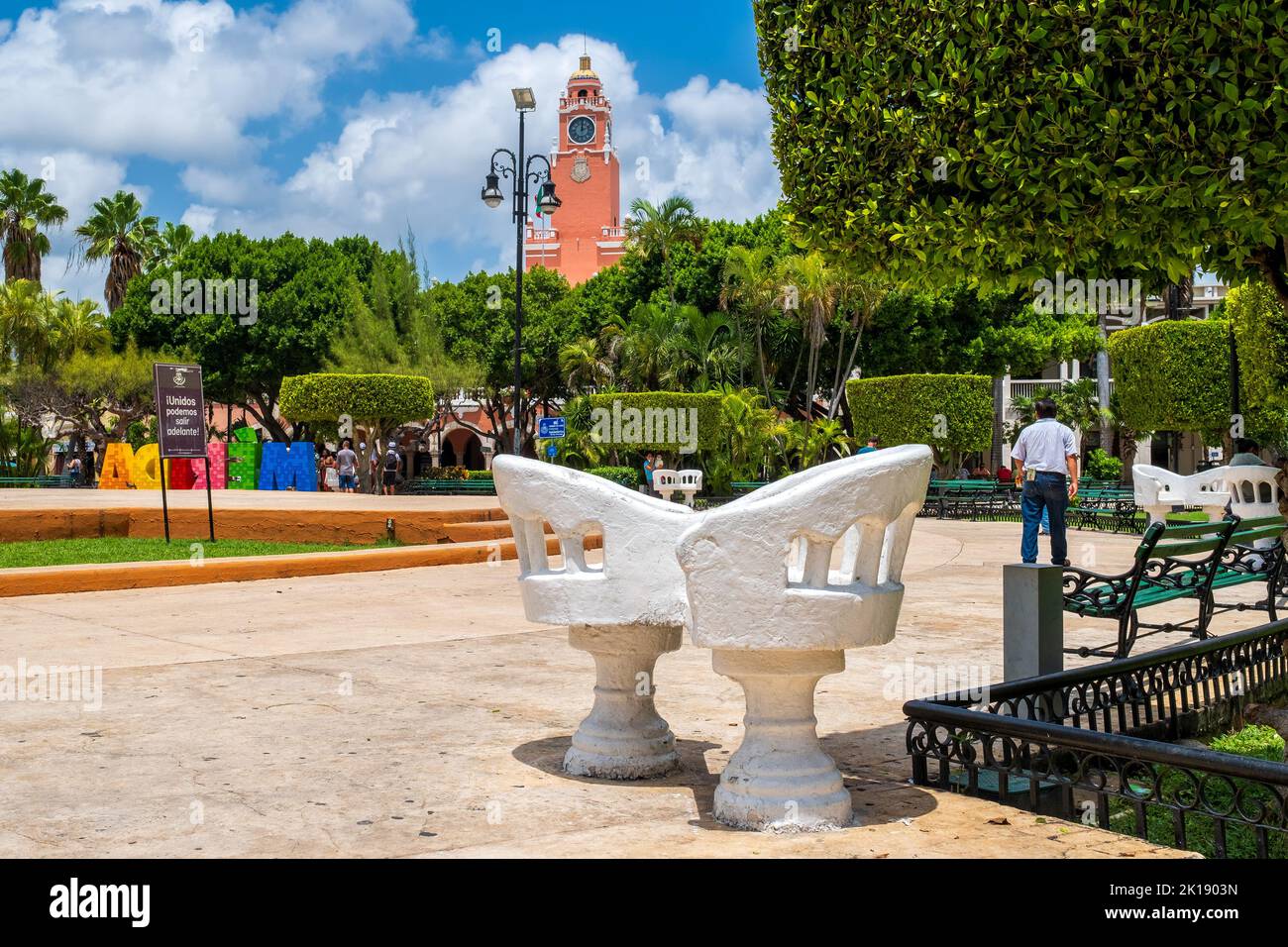 Plaza Grande, the beautiful main square of the city of Merida in ...