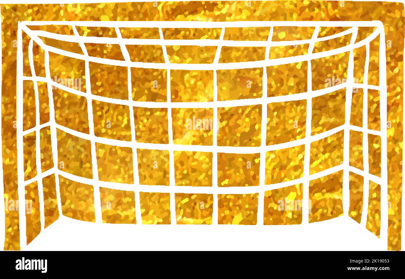 Hand drawn Football goal post icon in gold foil texture vector ...