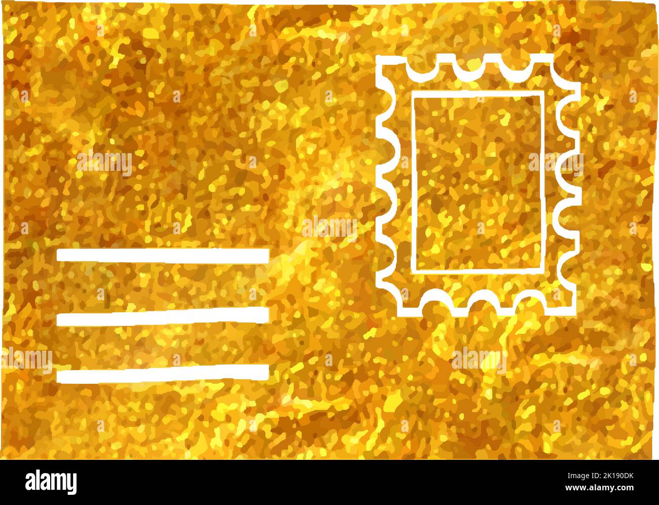 Hand drawn Envelope icon in gold foil texture vector illustration Stock ...