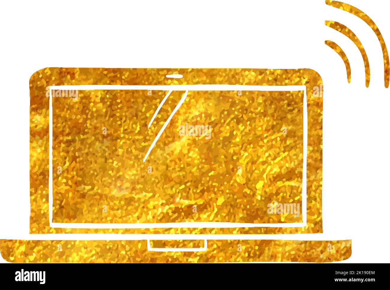 Hand drawn Laptops icon in gold foil texture vector illustration Stock ...