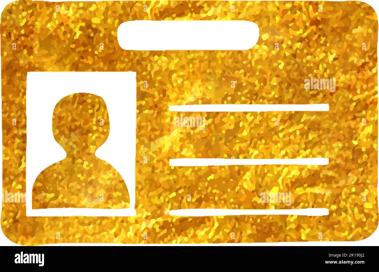 Hand drawn ID Card icon in gold foil texture vector illustration Stock ...