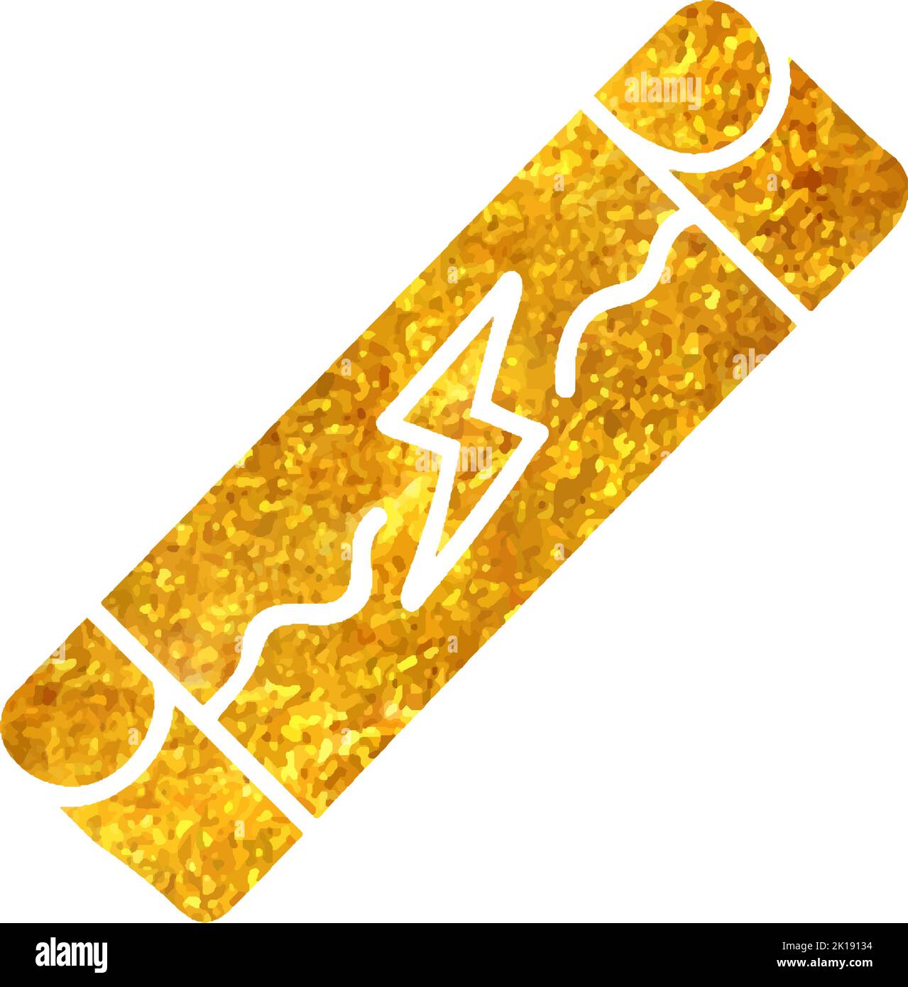 Hand drawn Electric fuse icon in gold foil texture vector illustration ...