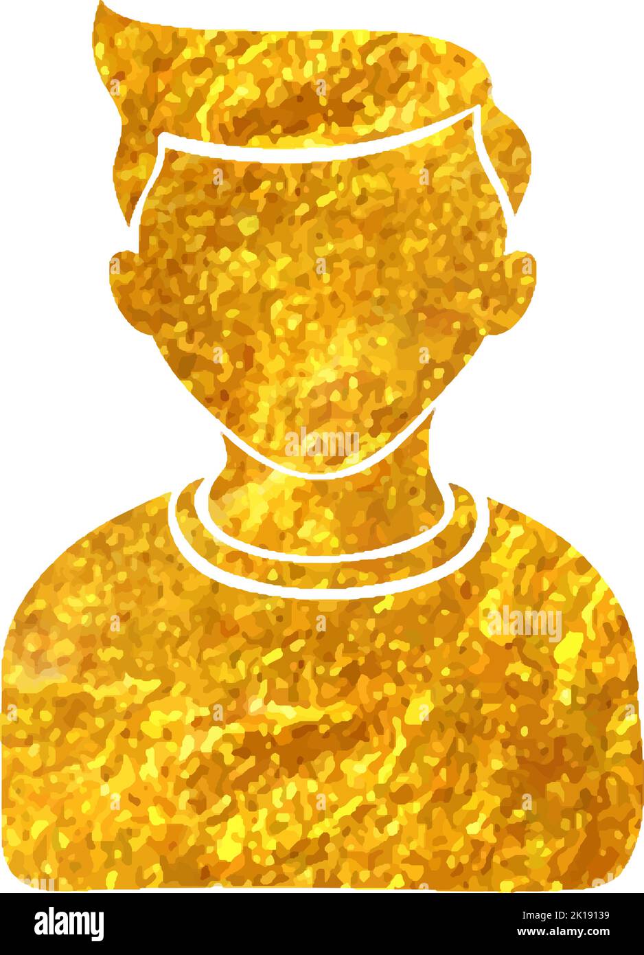 Hand drawn Add friend icon in gold foil texture vector illustration ...