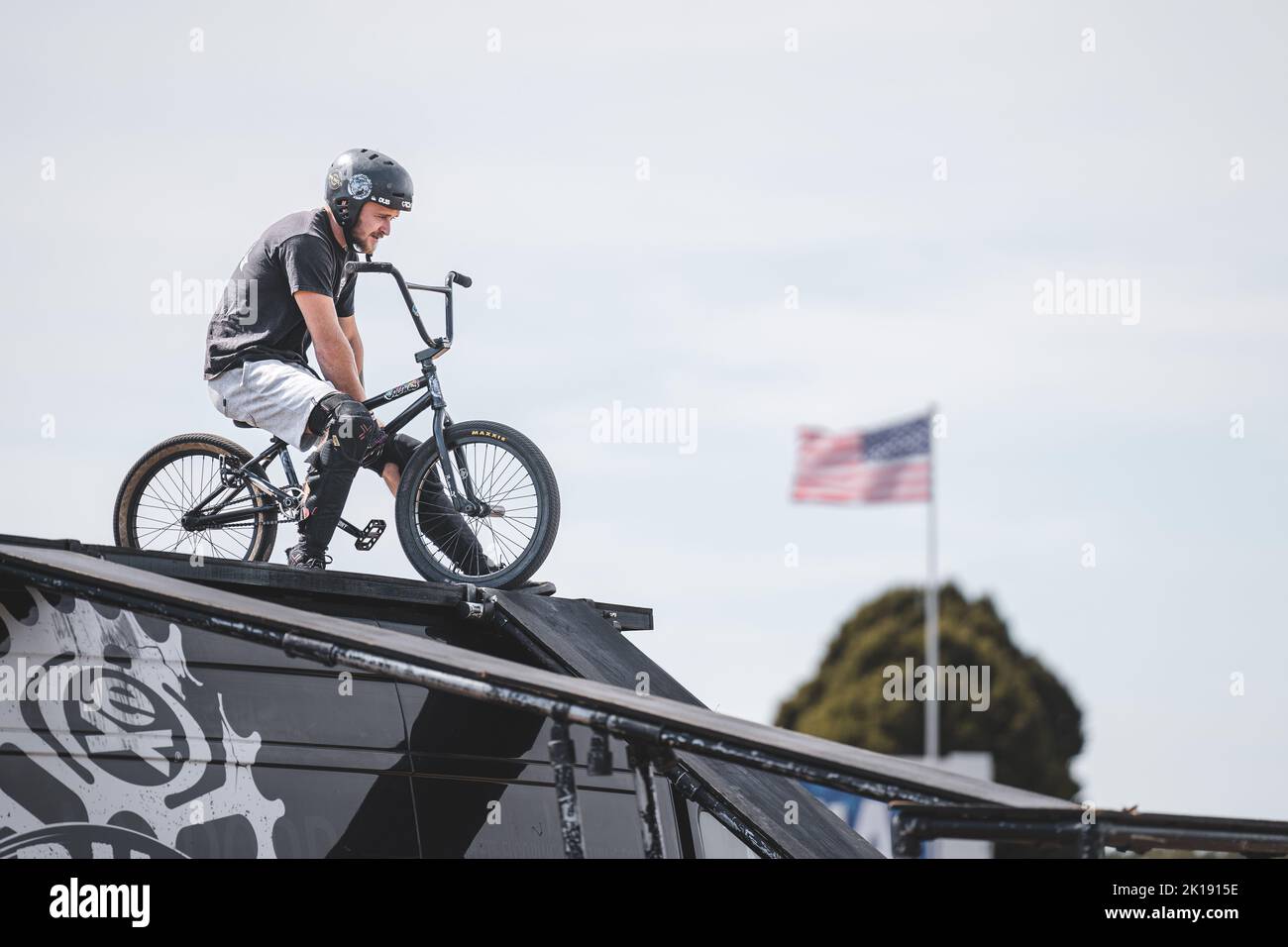 Young bmx rider with helmet hi-res stock photography and images - Alamy