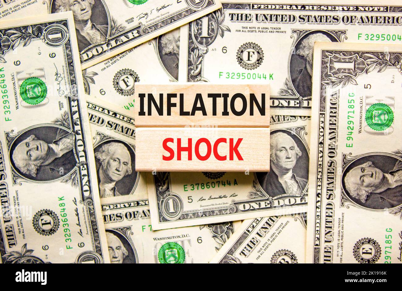 Inflation shock symbol. Concept words Inflation shock on wooden blocks ...