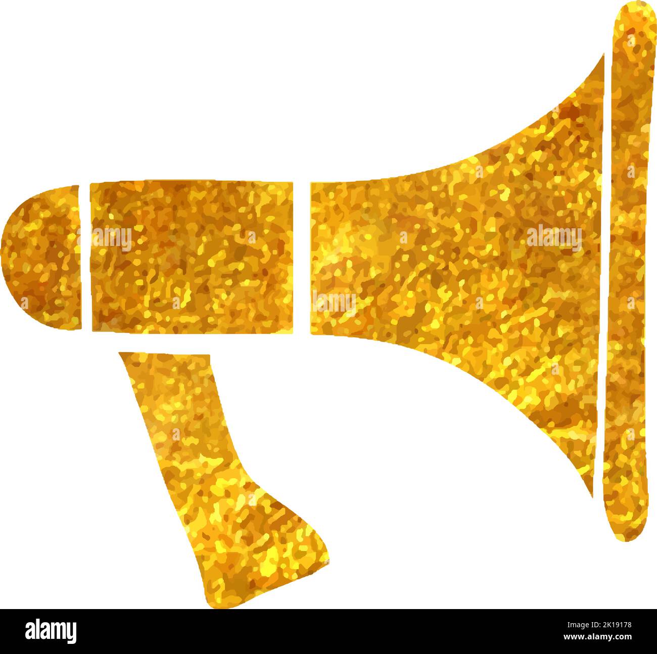 Hand drawn Megaphone icon in gold foil texture vector illustration ...