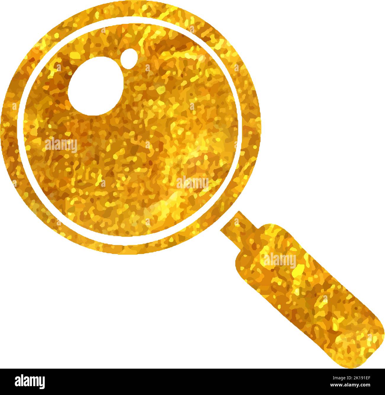 Hand drawn Magnifier icon in gold foil texture vector illustration ...