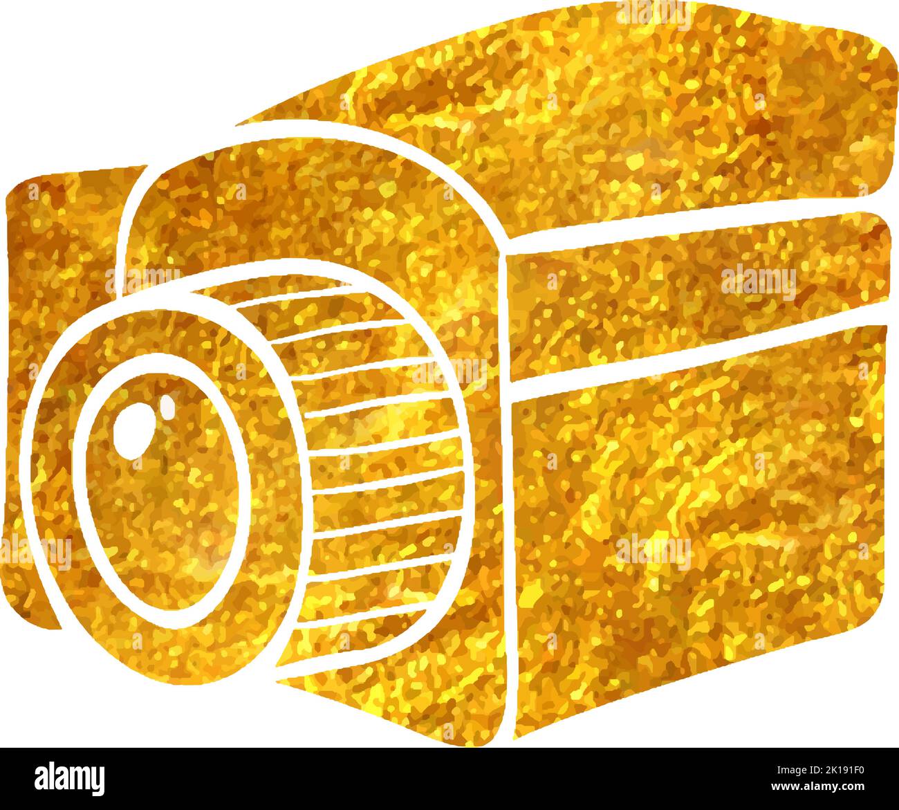 Hand drawn Camera icon in gold foil texture vector illustration Stock ...