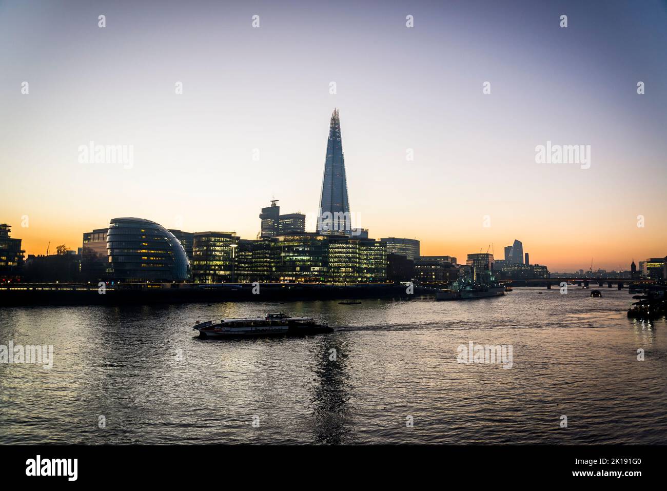 Iconic Shard skyscraper and other south of the River Thames buildings ...