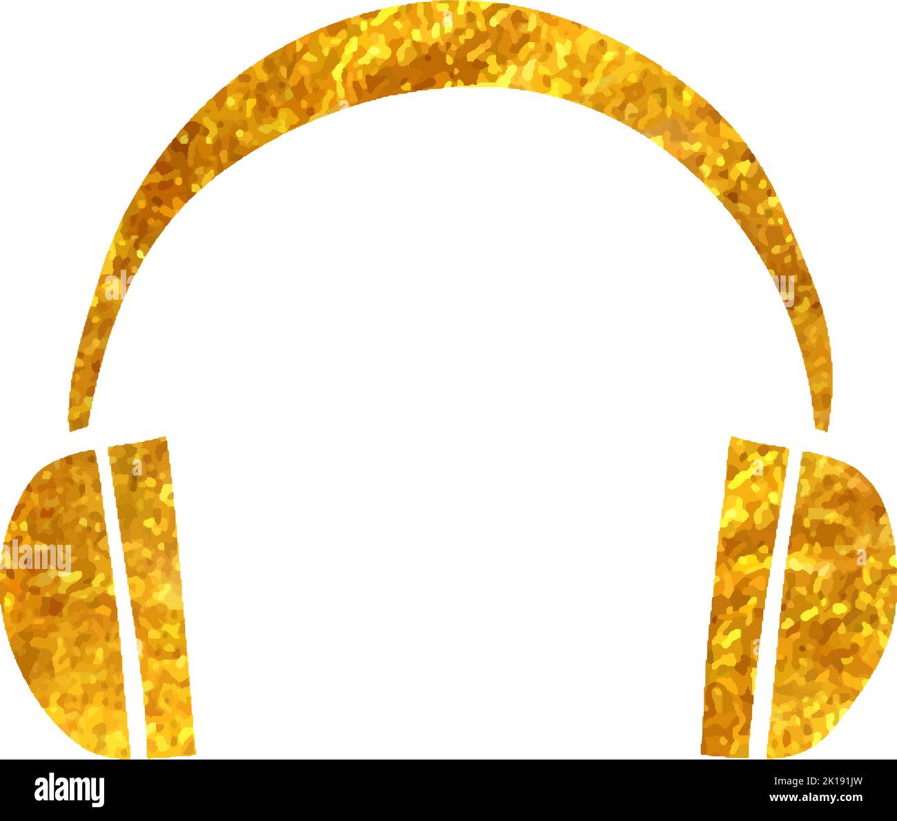 Hand drawn Headset Audio icon in gold foil texture vector illustration ...