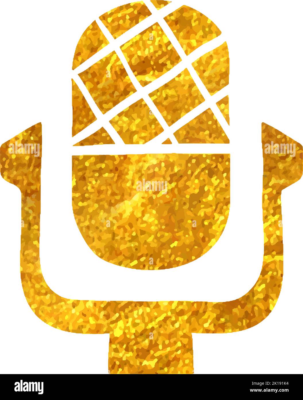 Hand drawn Microphone icon in gold foil texture vector illustration ...