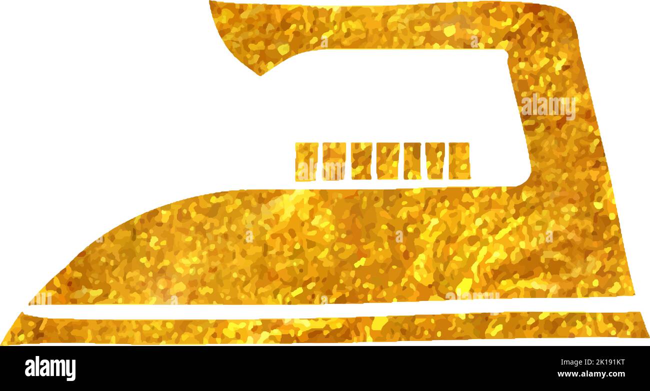 Hand drawn Iron icon in gold foil texture vector illustration Stock ...