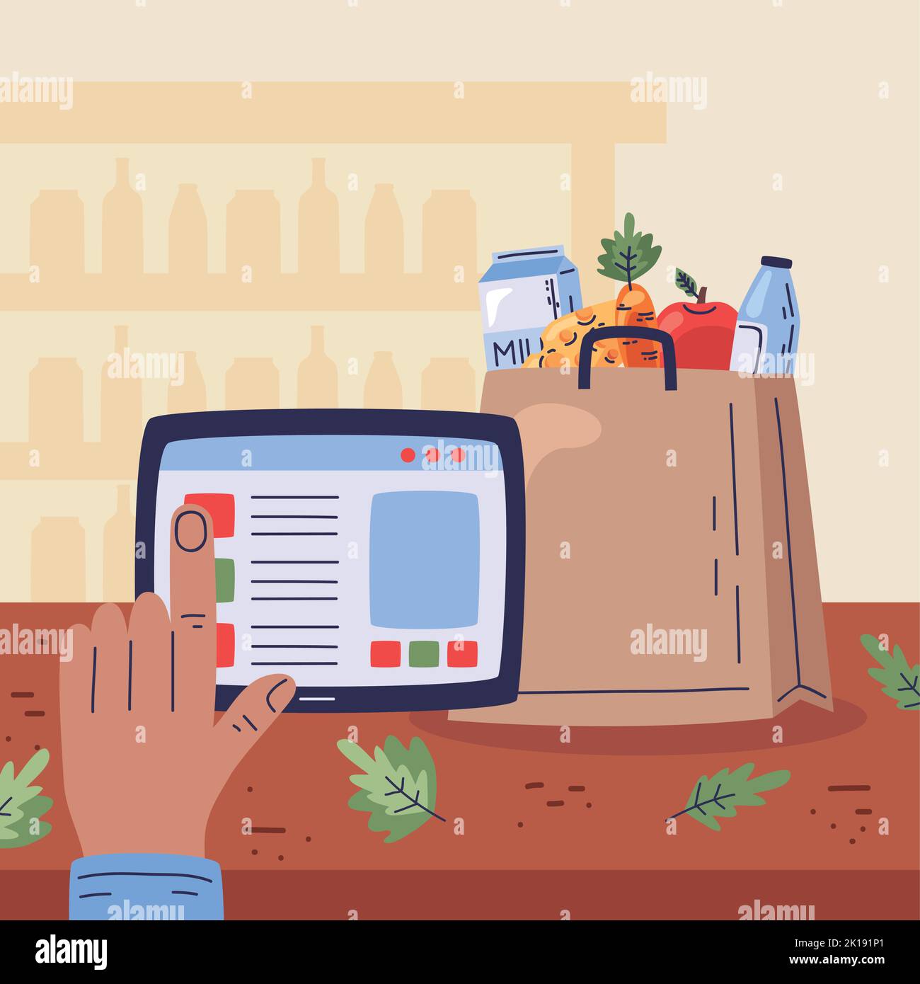 tablet online grocery shopping tech Stock Vector Image & Art - Alamy