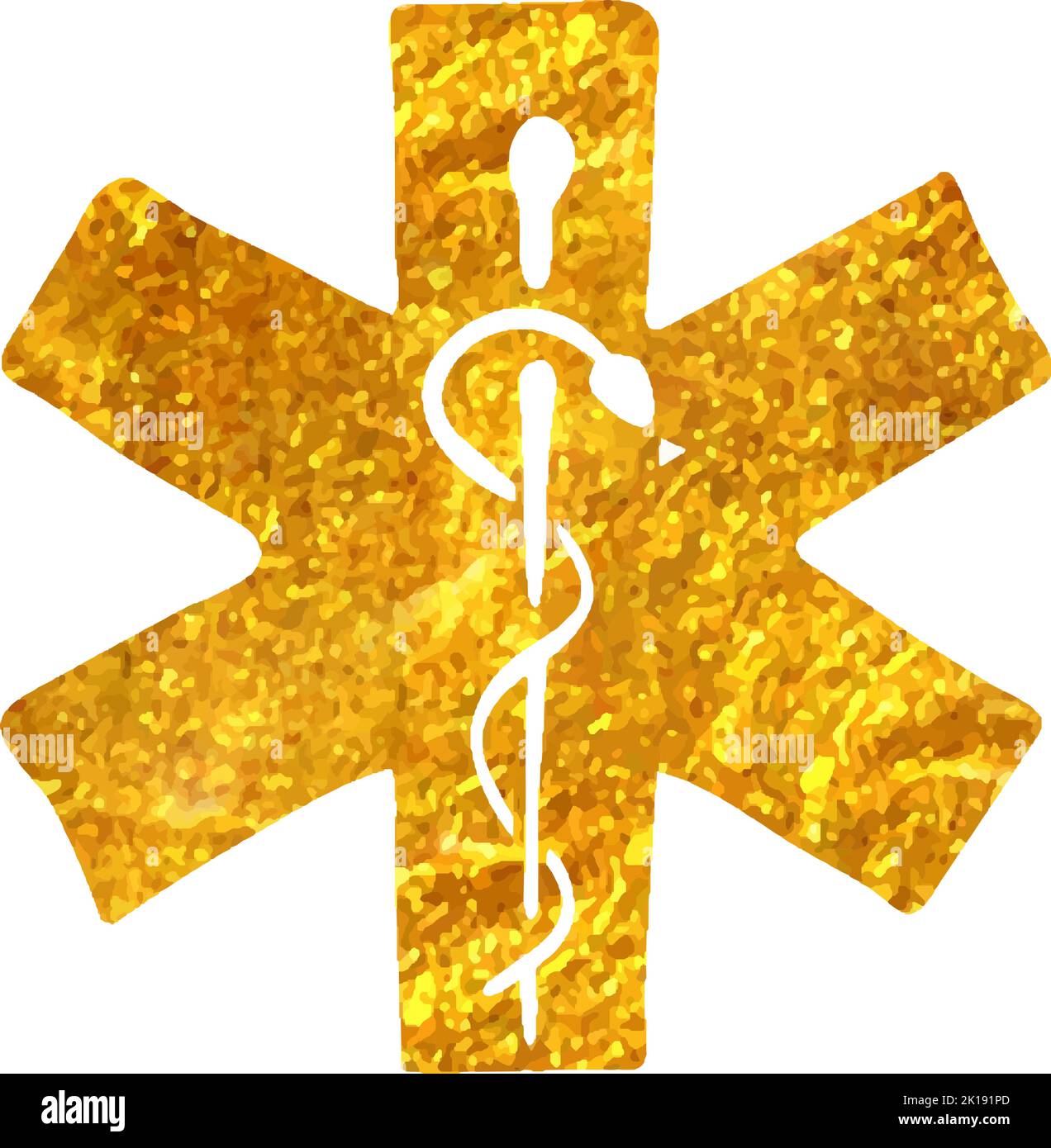 Hand drawn Medical symbol icon in gold foil texture vector illustration ...