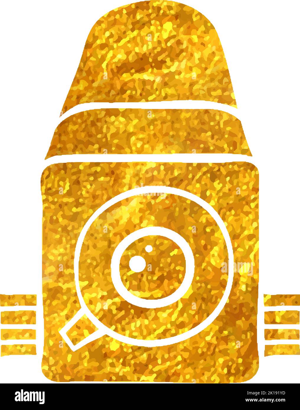 Hand drawn Camera icon in gold foil texture vector illustration Stock ...