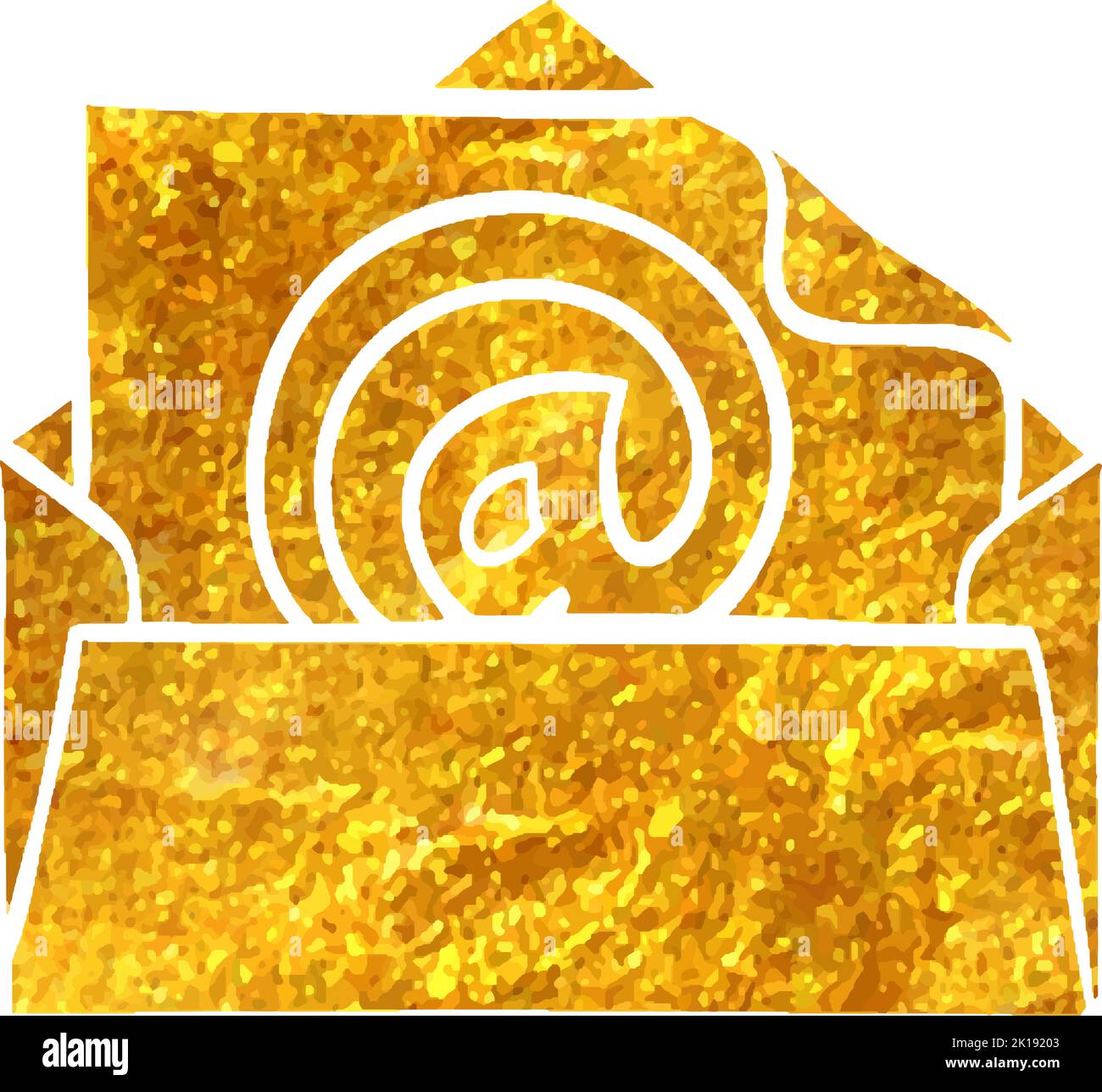 Hand drawn Envelope icon in gold foil texture vector illustration Stock ...