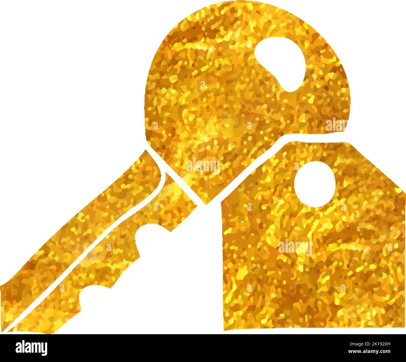 Hand drawn Key icon in gold foil texture vector illustration Stock ...