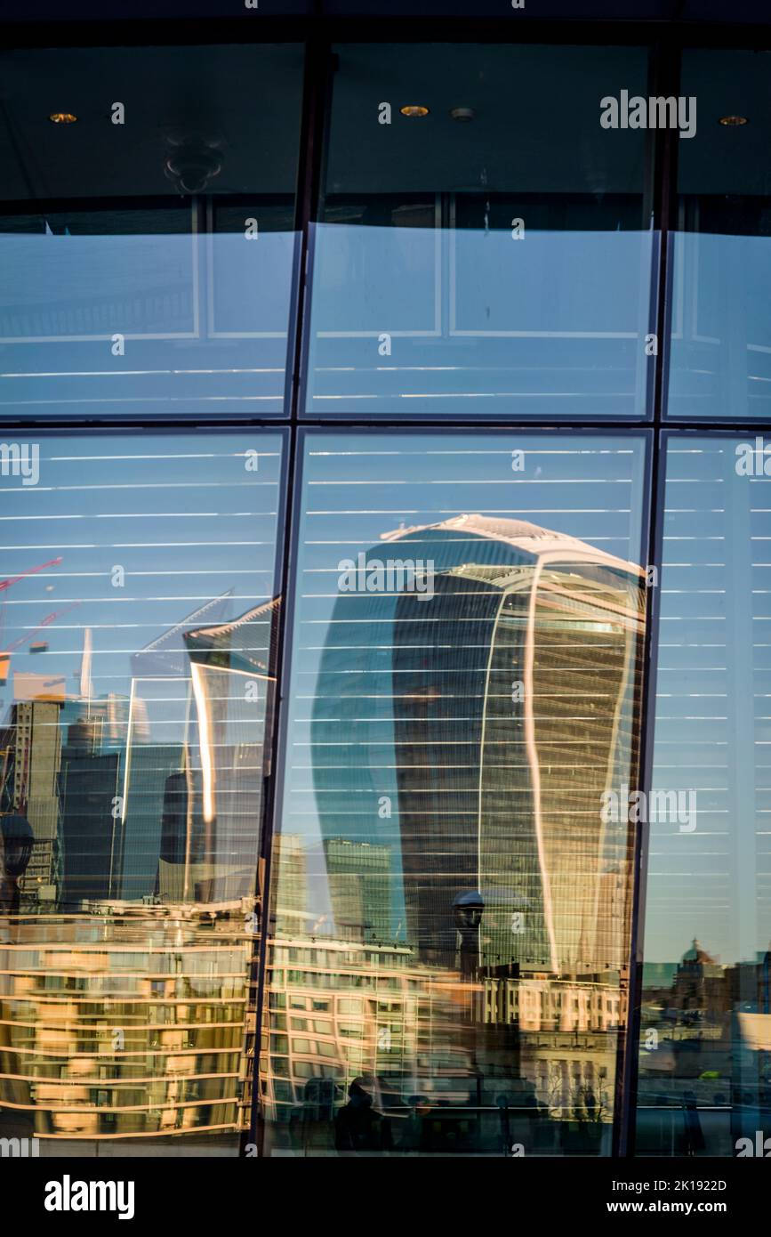 Iconic Walkie-Talkie skyscraper reflected in another glass building ...