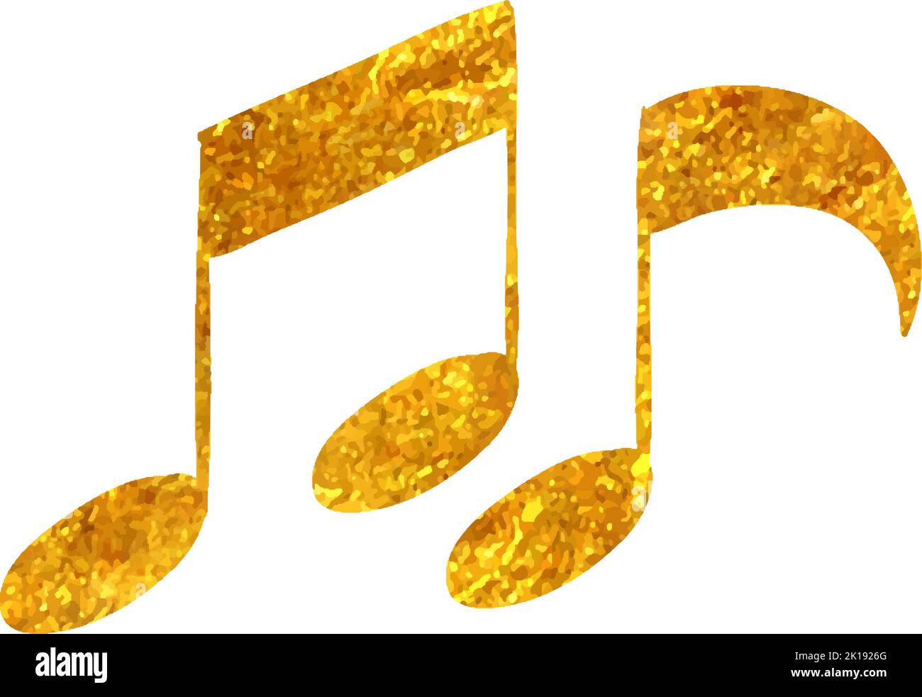 Hand drawn Music notes icon in gold foil texture vector illustration ...