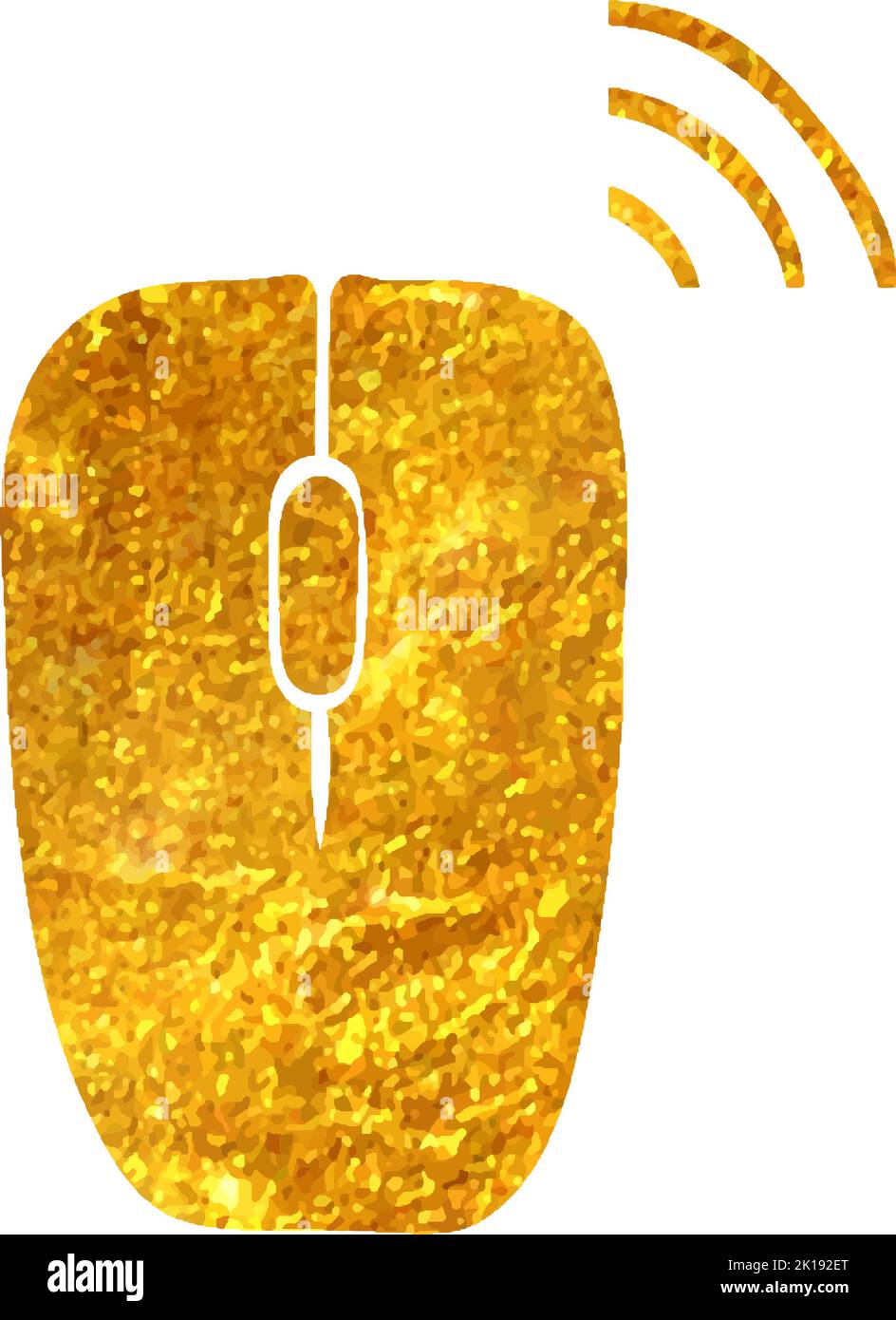 Hand drawn Computer mouse icon in gold foil texture vector illustration ...