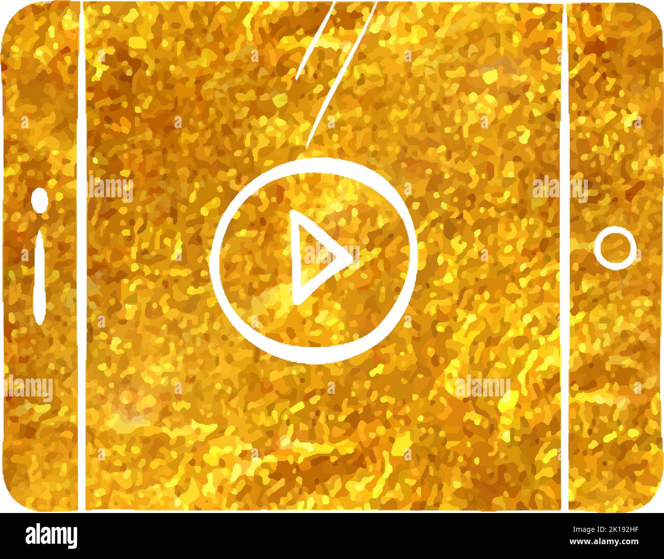 Hand drawn Movie play symbol icon in gold foil texture vector ...