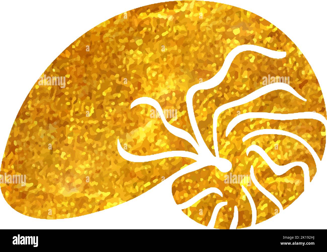 Hand drawn Nautilus icon in gold foil texture vector illustration Stock ...
