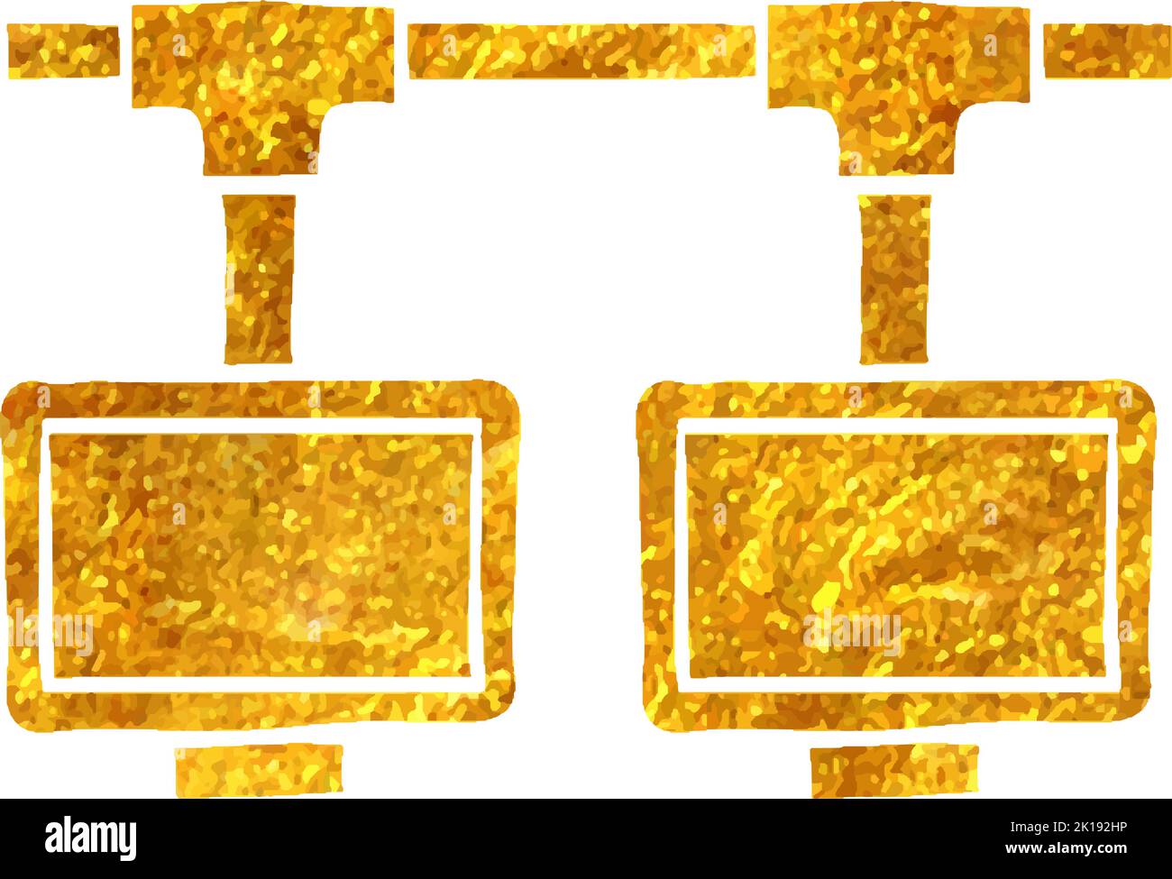 Hand drawn Local area network icon in gold foil texture vector ... Hand drawn Local area network icon in gold foil texture vector ...