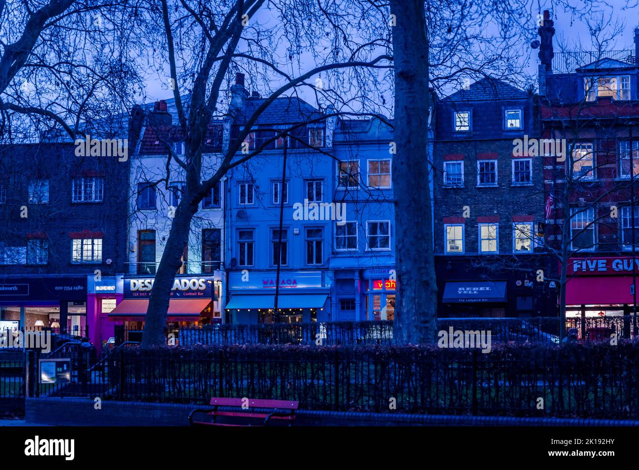 Upper street, the central thoroughfare of Islington at night, London ...