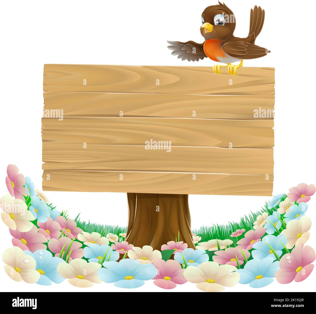 Robin Bird Cartoon Wooden Background Sign Stock Vector Image & Art - Alamy