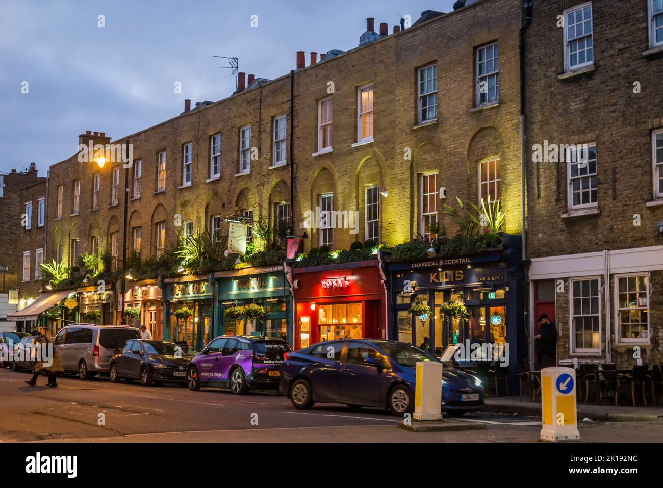 Upper street, the central thoroughfare of Islington at night, London ...