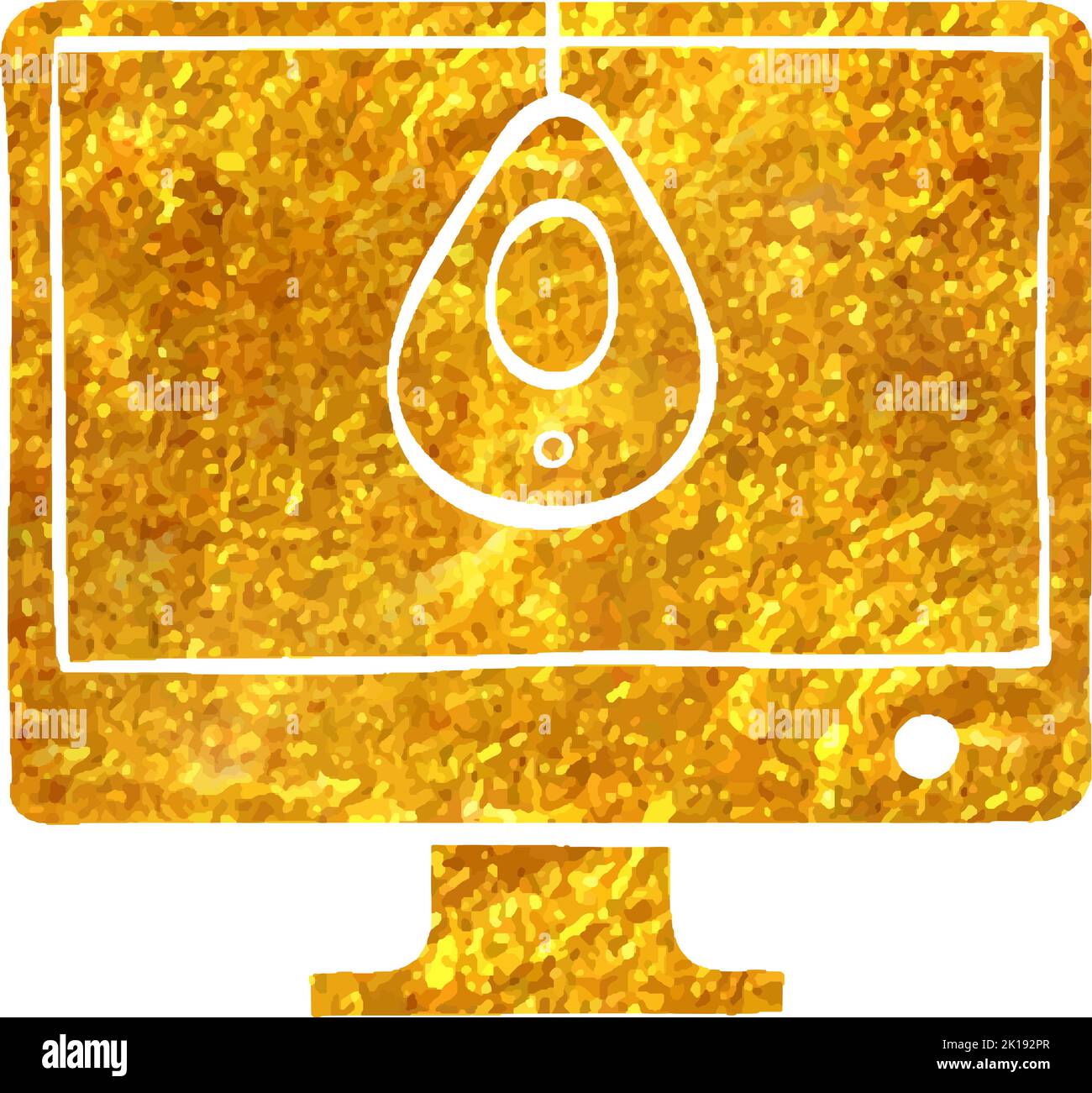 Hand drawn Monitor calibration icon in gold foil texture vector ...