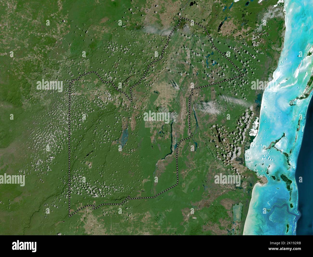 Orange Walk, district of Belize. High resolution satellite map Stock ...