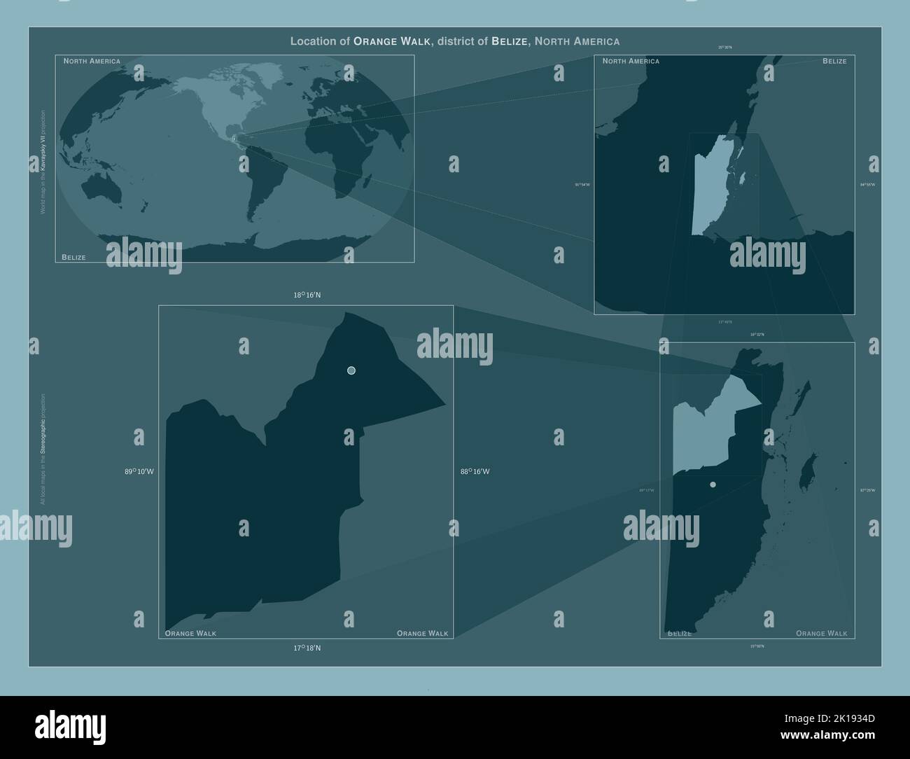 Orange Walk, district of Belize. Diagram showing the location of the ...