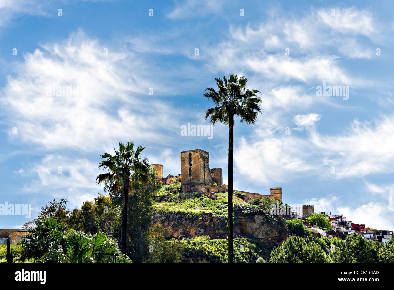 Views from the Parque de la Retama of the castle of Alcalá de Guadaira ...