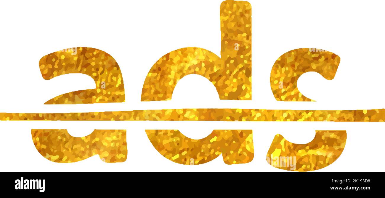 Hand drawn Ad post with cross sign icon in gold foil texture vector ...