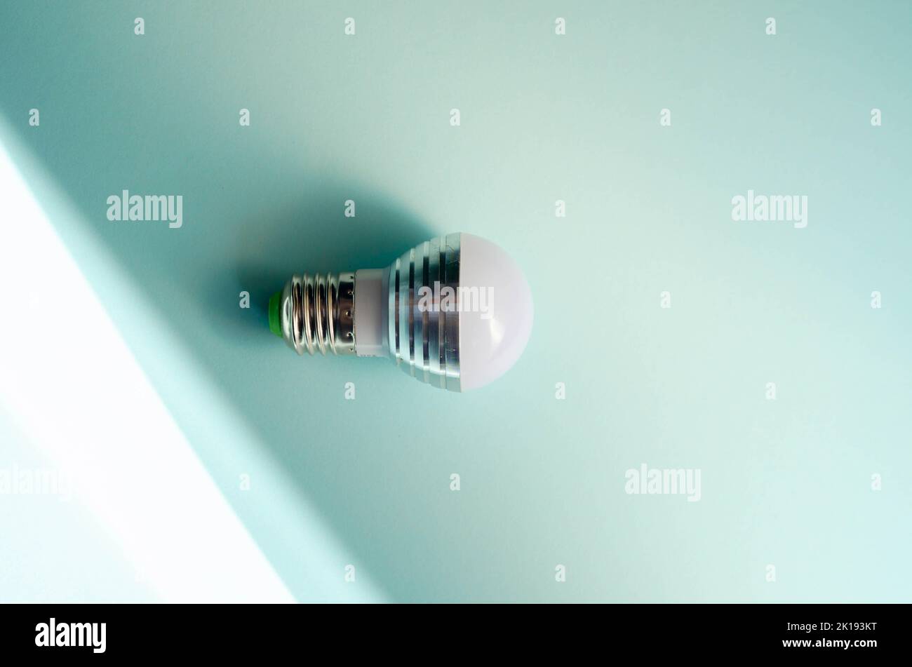 LED light bulbs on blue color background. Power saving concept. Flat ...