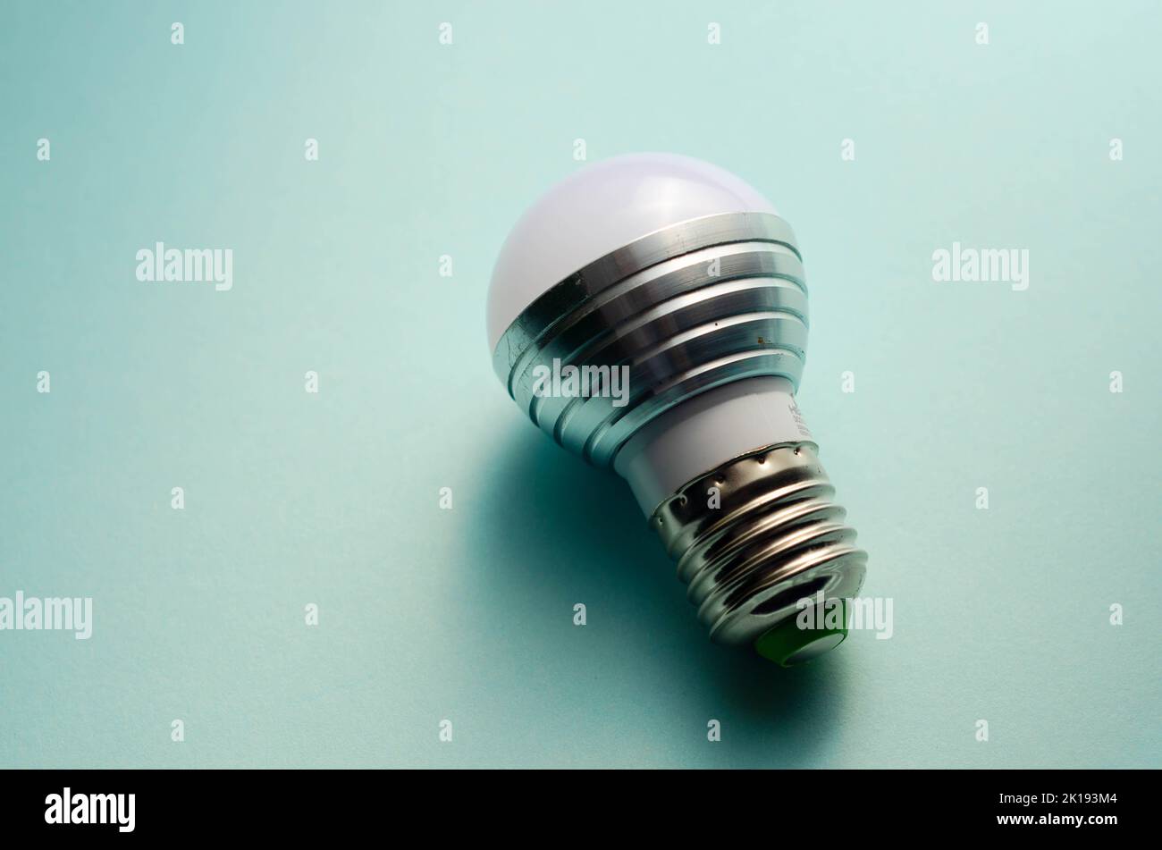 LED light bulbs on blue color background. Power saving concept. Flat ...
