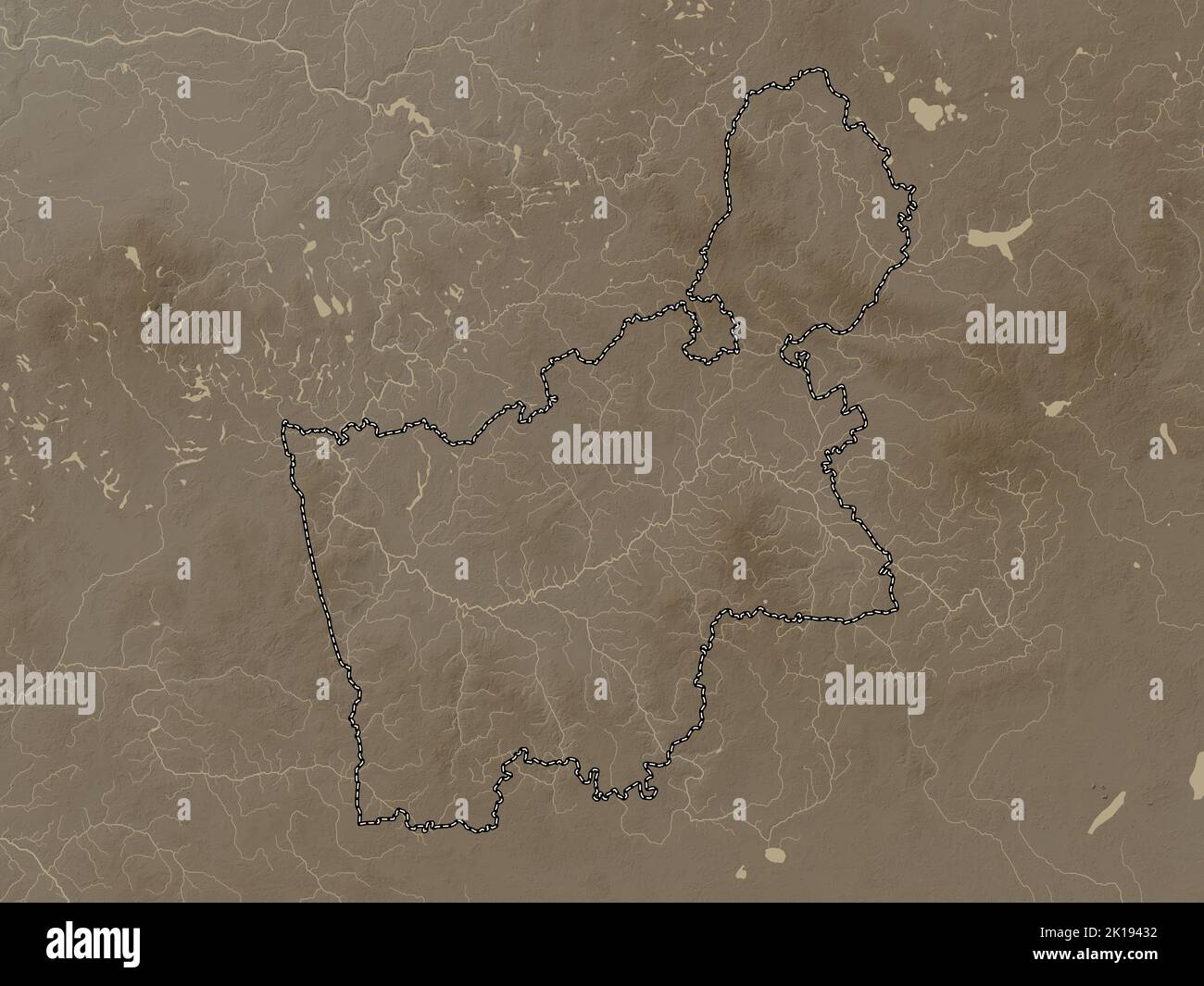 Hrodna, region of Belarus. Elevation map colored in sepia tones with ...