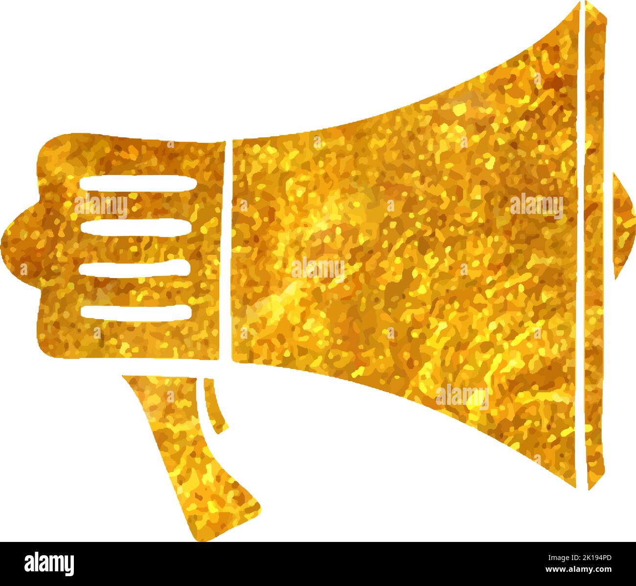Hand drawn Megaphone icon in gold foil texture vector illustration ...