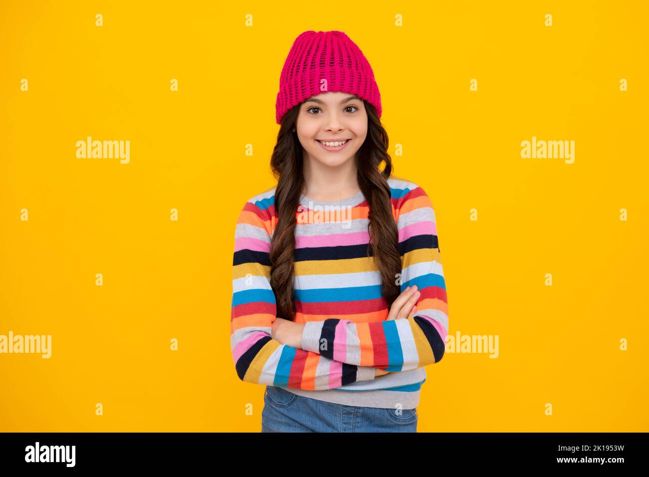 Winter hat. Cold season concept. Winter fashion accessory for children ...