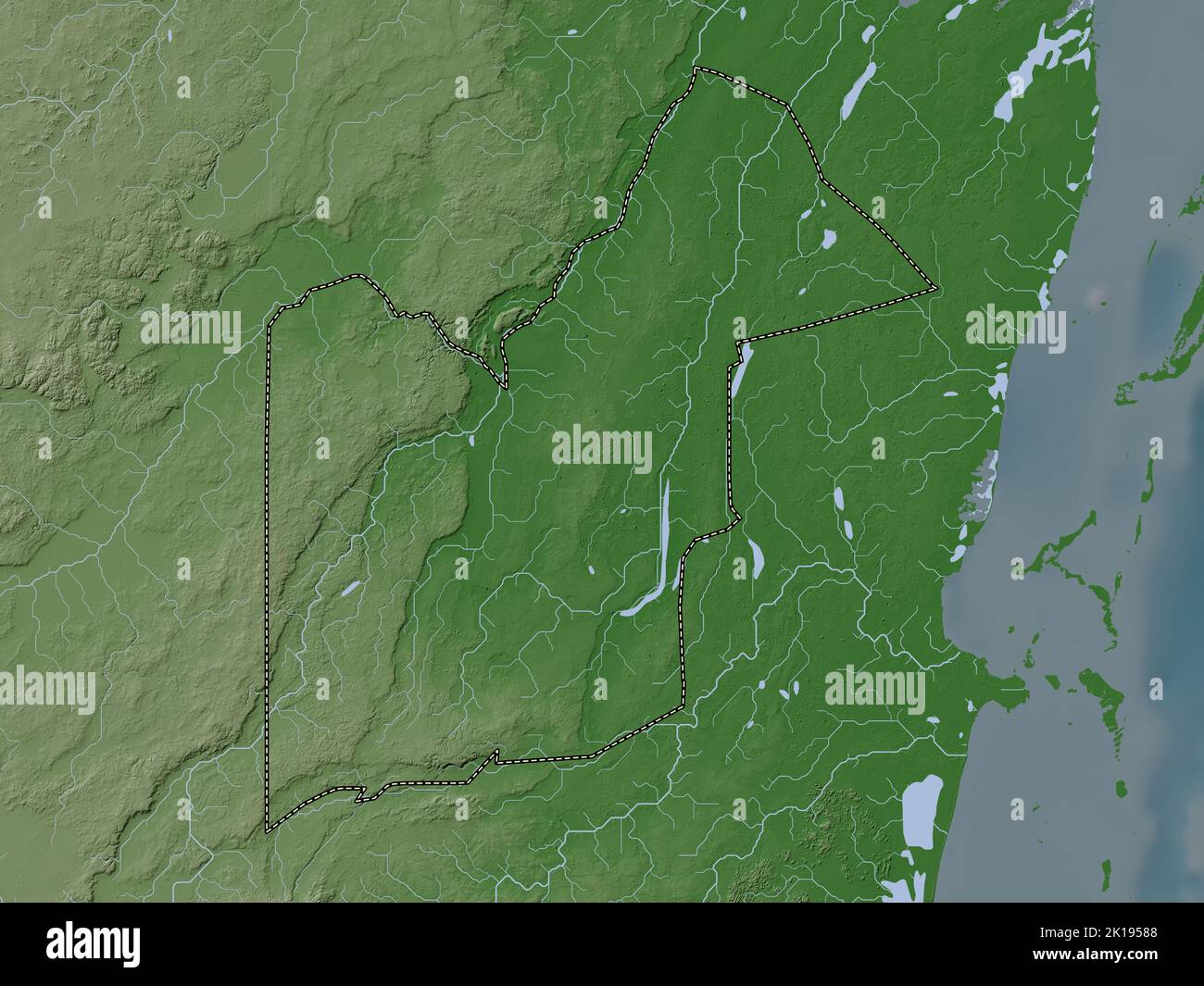 Orange Walk, district of Belize. Elevation map colored in wiki style ...