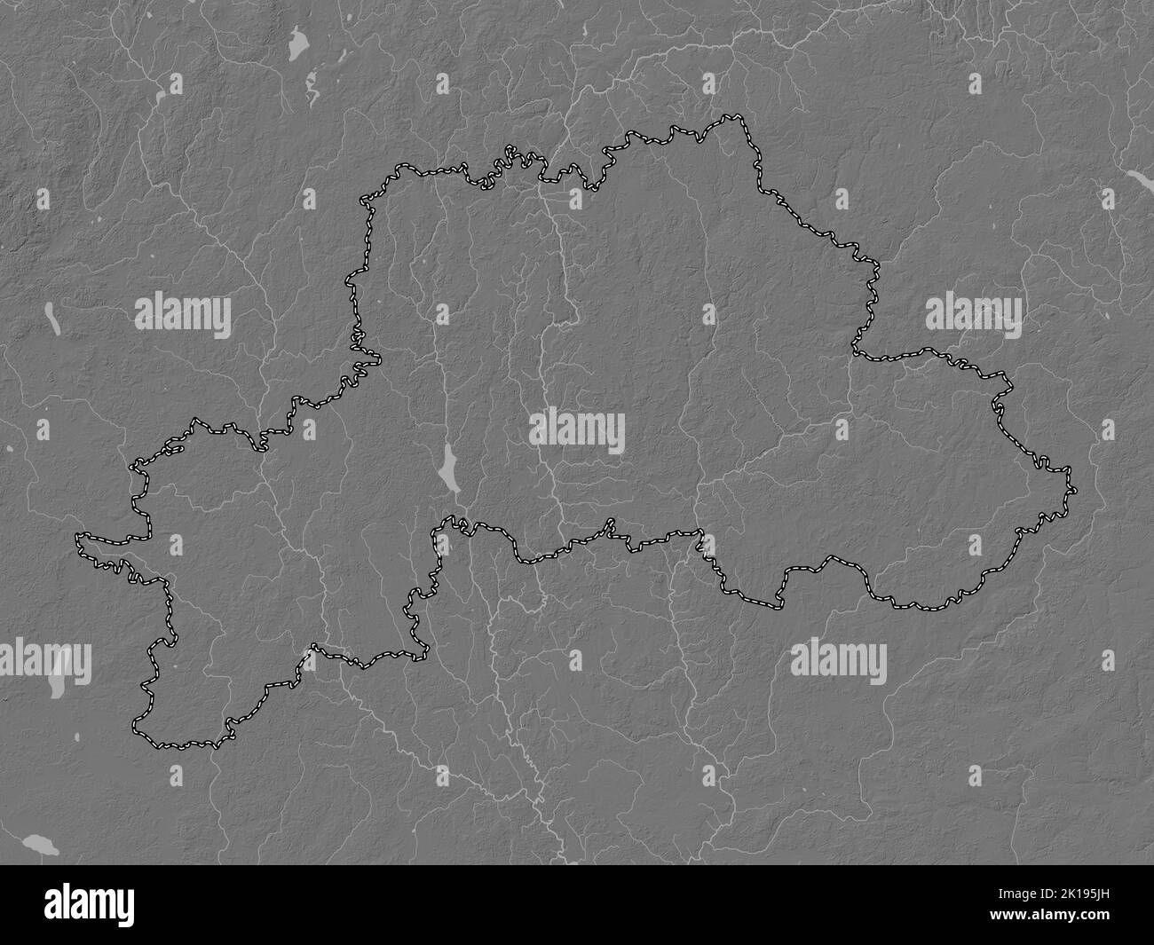 Mahilyow, region of Belarus. Bilevel elevation map with lakes and ...