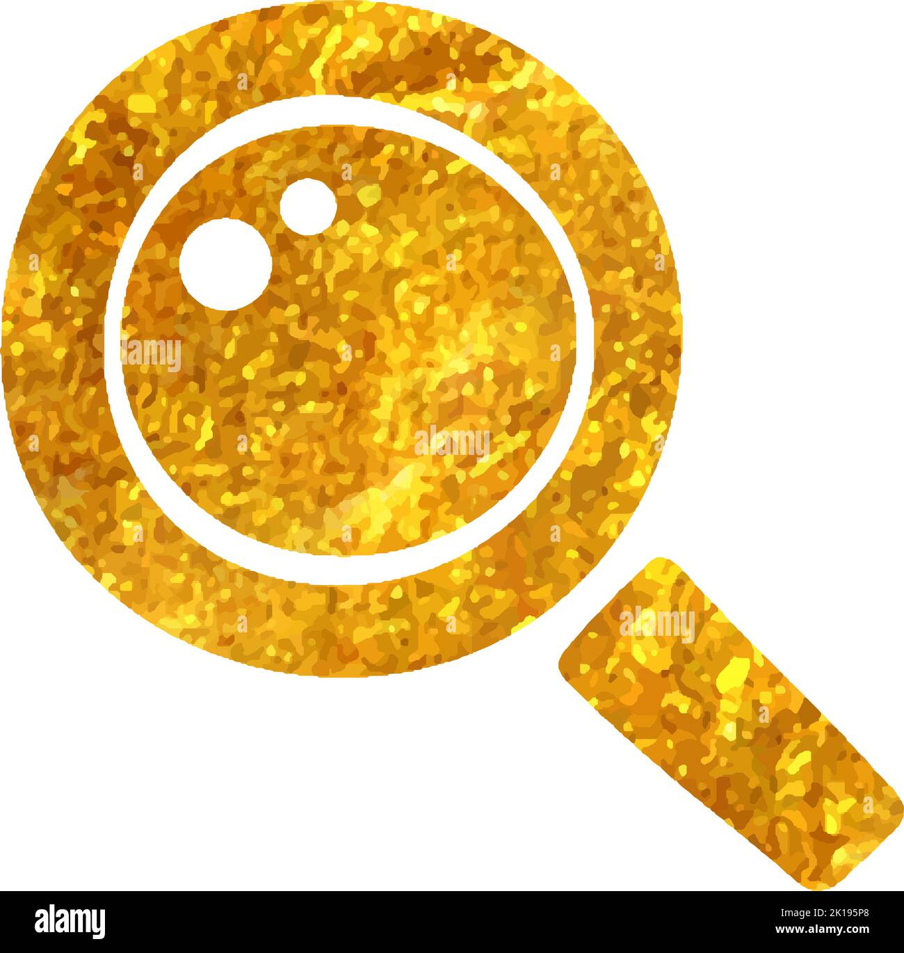 Hand drawn Magnifier icon in gold foil texture vector illustration ...