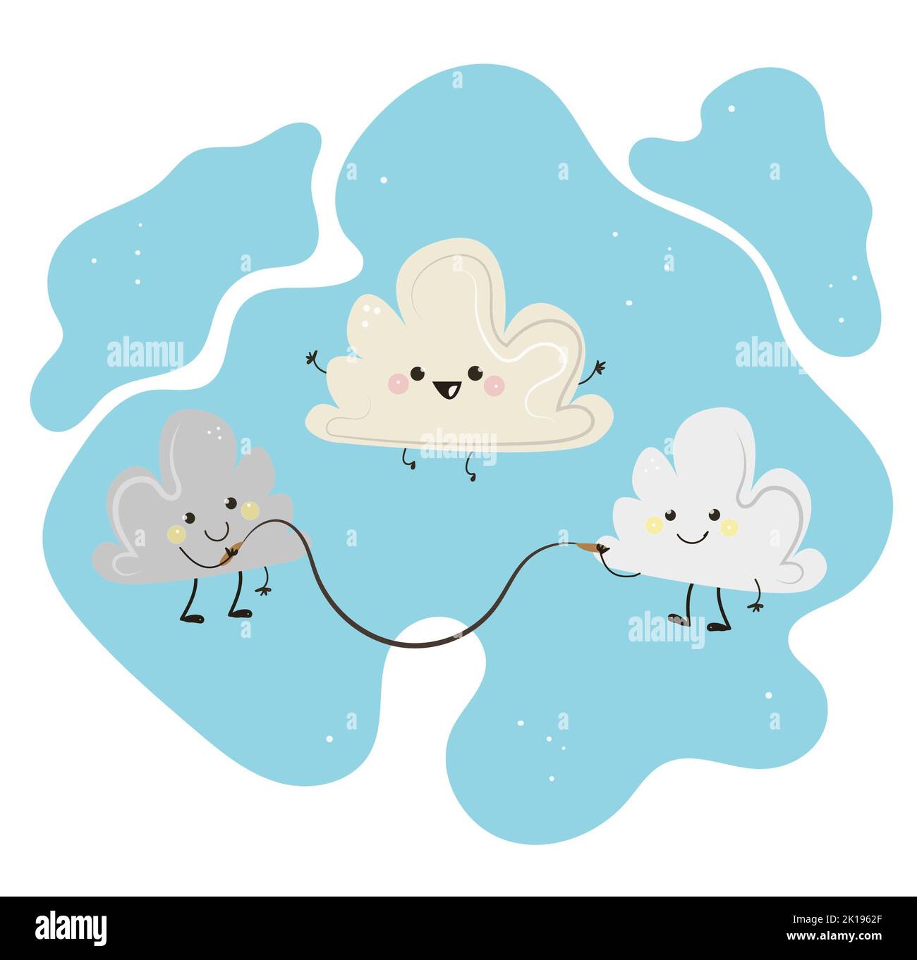 cloud mascot cartoon is playing skipping rope , character design Stock ...