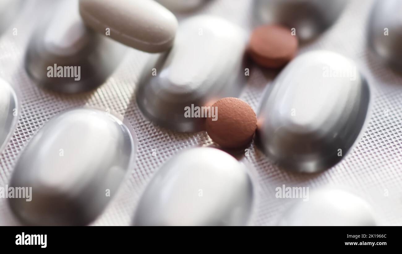 Silver blisters contain medicine pills Stock Photo - Alamy