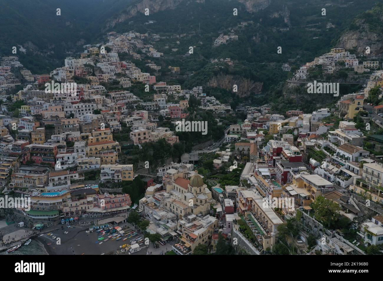 A cliffside village of Positano on southern Italy's Amalfi Coast Stock ...