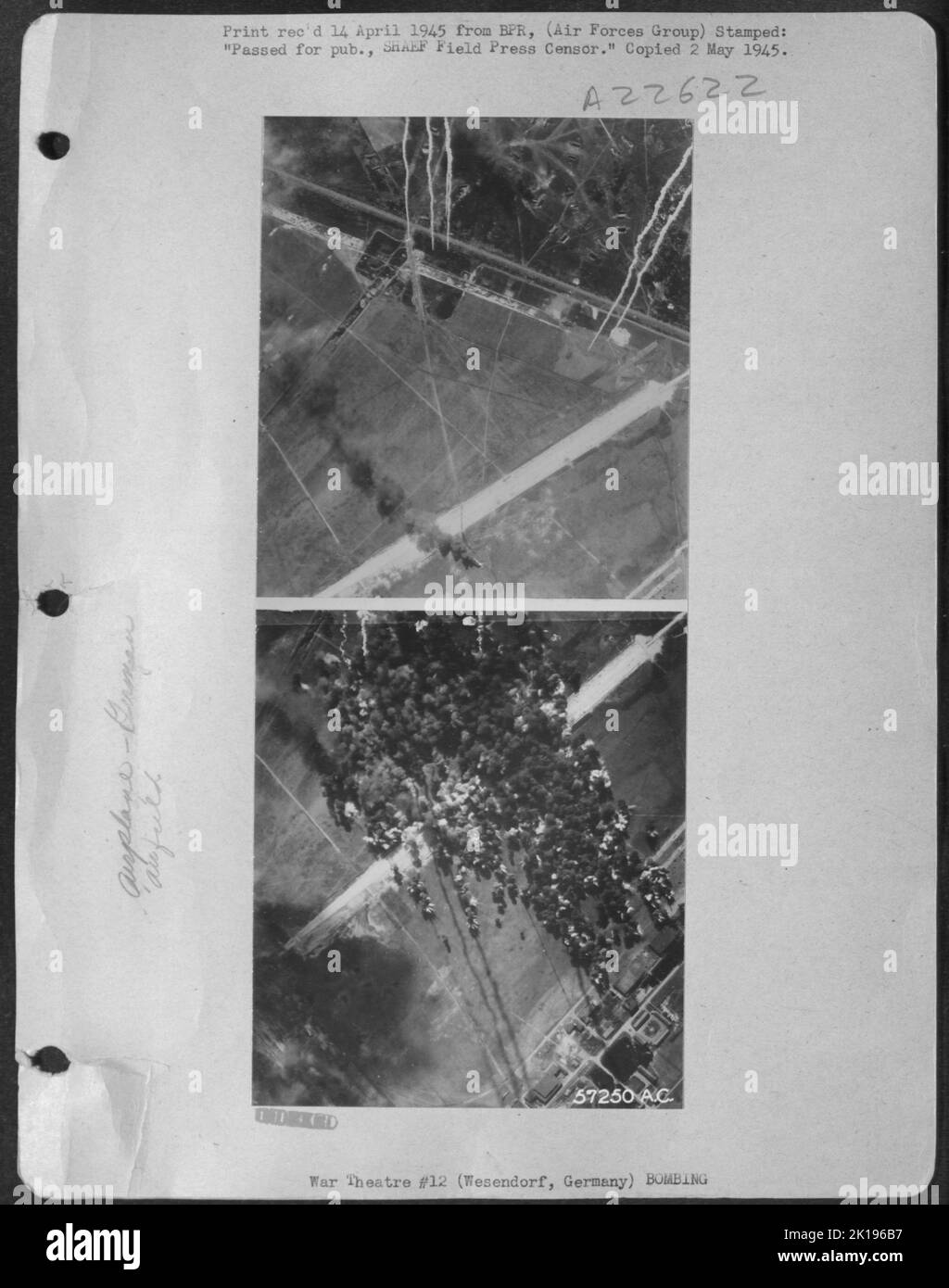 Top - An Enemy Plane Burns On The Luftwaffe'S Airfield At Wesendorf ...