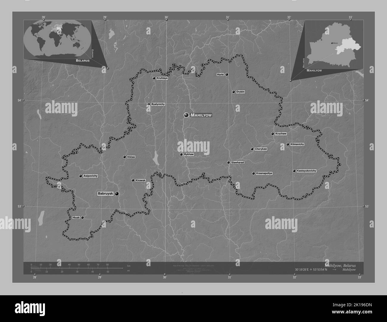 Belarus map zoom border grayscale hi-res stock photography and images ...