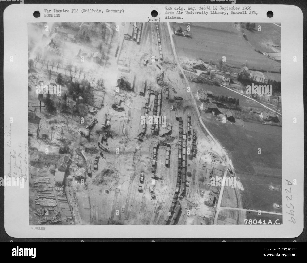 Bomb Damage To Weilheim Marshalling Yards, Germany, Inflicted By A Dive ...
