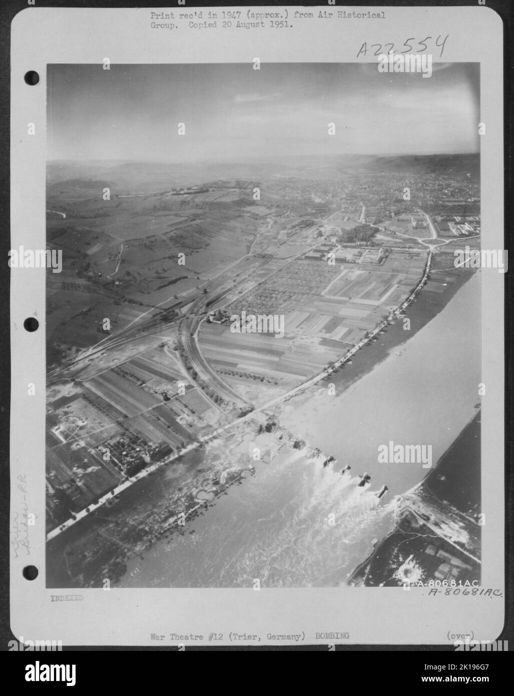 Aerial View Of The Bomb Damaged Moselle River Railroad Bridge North Of ...